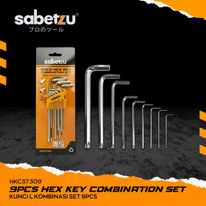 Jual Sabetzu Kunci L set 9pcs kombinasi long bintang hexagon hexkey torx - Jakarta Pusat ...