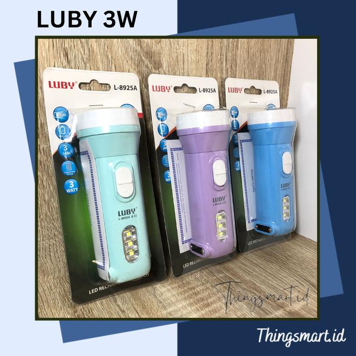 Promo LUBY 3w Senter LED Rechargeable L-8925A 500mah Senter Cas Satuan ...