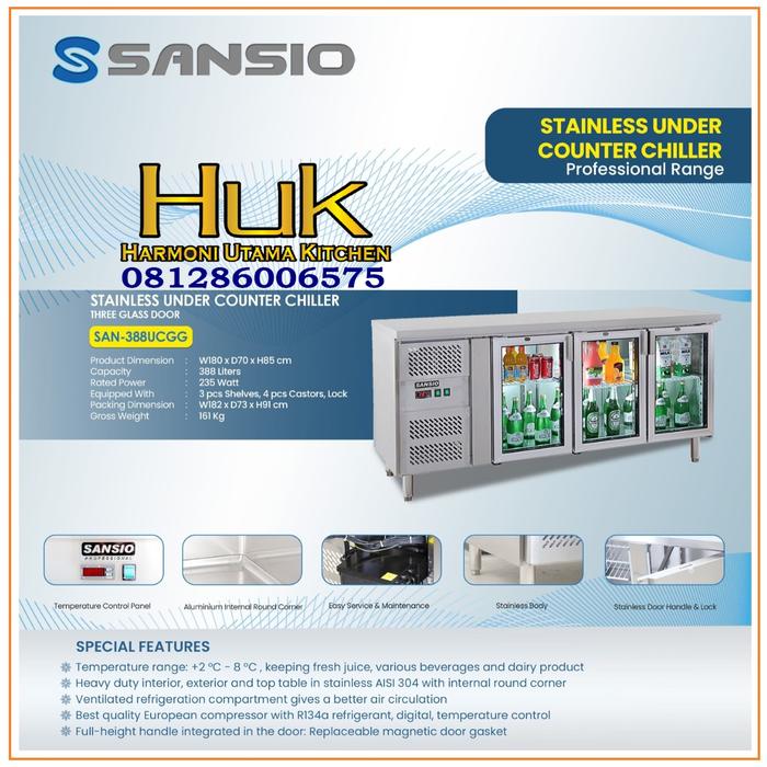 Jual SANSIO UNDERCOUNTER CHILLER GLASS 3 DOORS / 3 PINTU TIPE SAN-388 ...