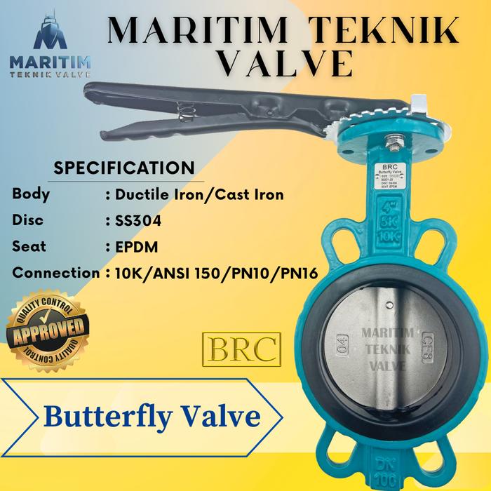 Jual BUTTERFLY VALVE WAFER TYPE LEVER DUCTILE IRON DN150 6" BRC - Jakarta Barat - Maritim Teknik ...