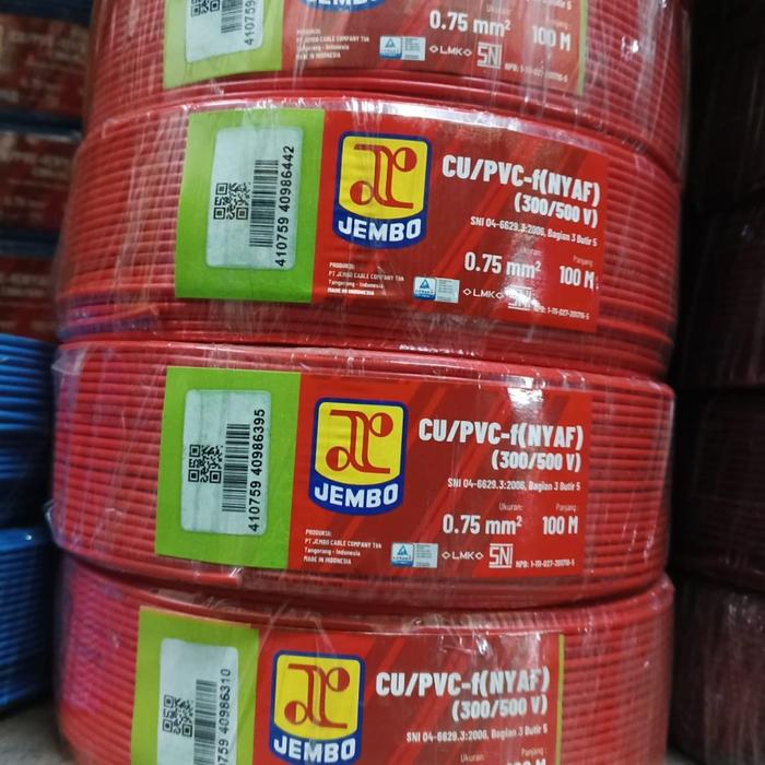 Jual Kabel NYAF 0,75 0.75mm JEMBO Roll 100 Meter Serabut - Merah - Jakarta Pusat - Siap ...