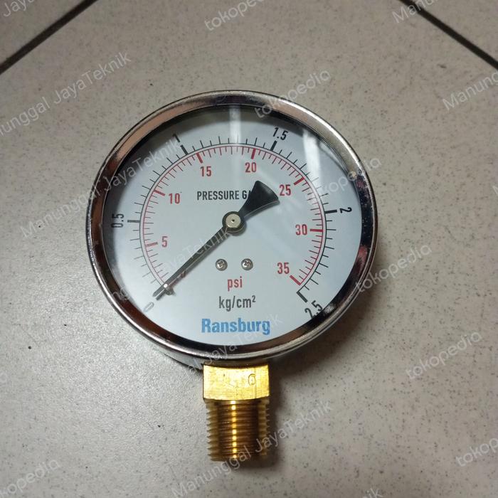 Jual Pressure Gauge / manometer 4 Inch 2.5 Bar(Kg/Cm2) Black Steel ...
