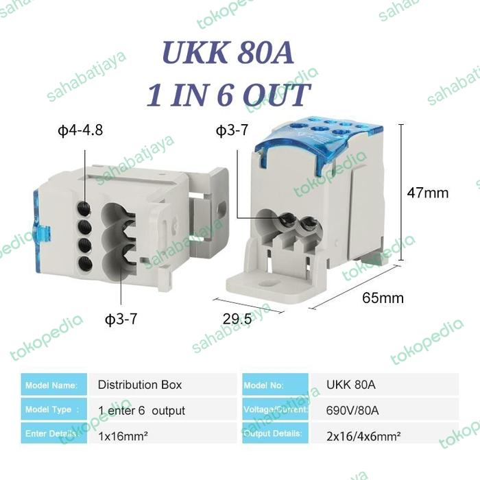 Jual Distribution Box Din Rail Terminal Block UKK 80A 125A 160A 250A ...