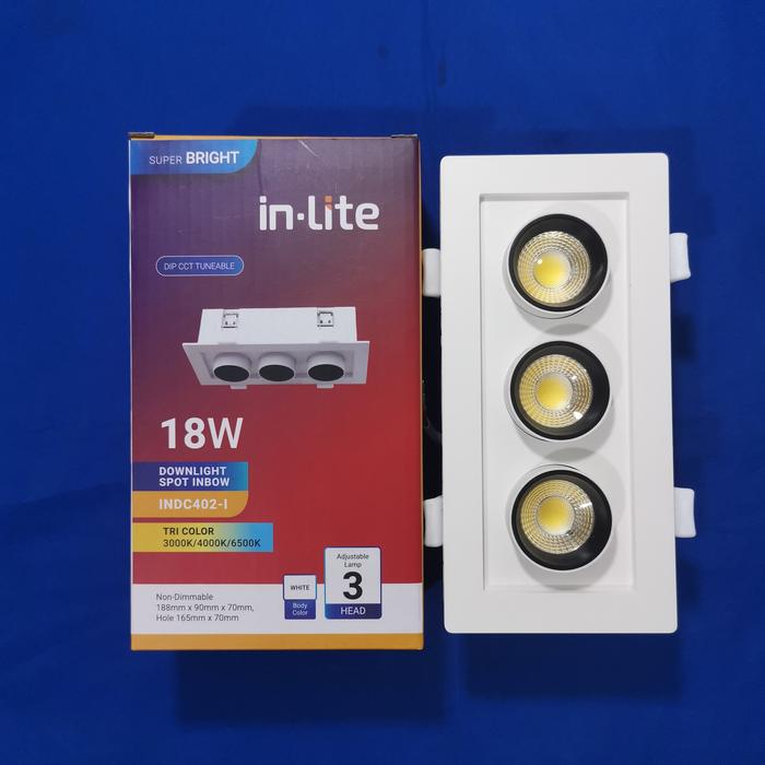 Jual INDC402 Lampu Downlight LED Spotlight Sorot IB Inbow 18w 3 Arah ...