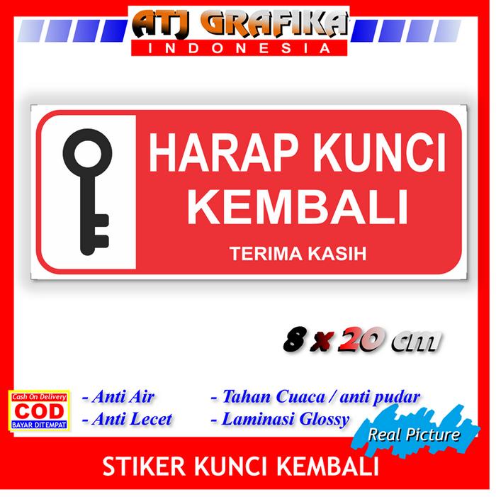 Jual Stiker label harap kunci kembali pintu jendela pagar rak koper ...