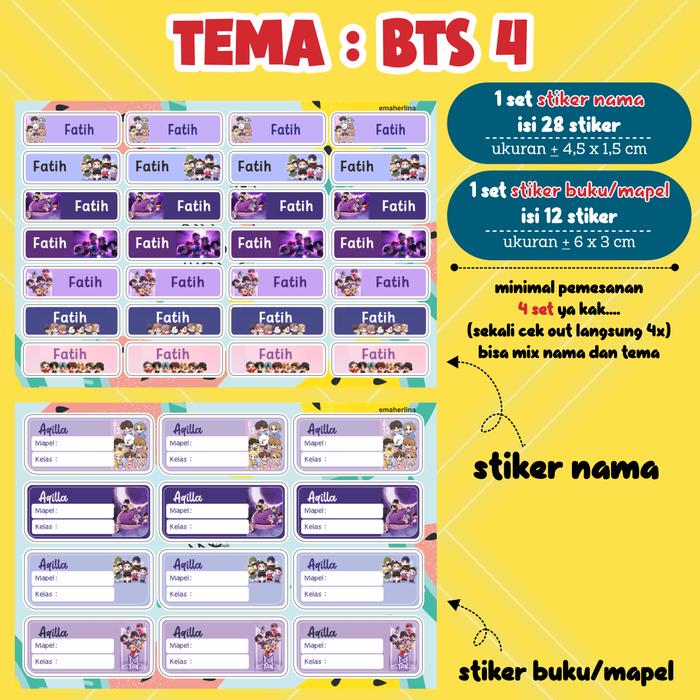 Jual Part 2 - Stiker Label Nama & Buku (pemesanan kelipatan 4) - BTS 4 ...