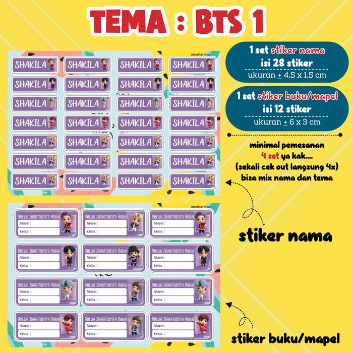 Jual Part 2 - Stiker Label Nama & Buku (pemesanan kelipatan 4) - BTS 1 ...