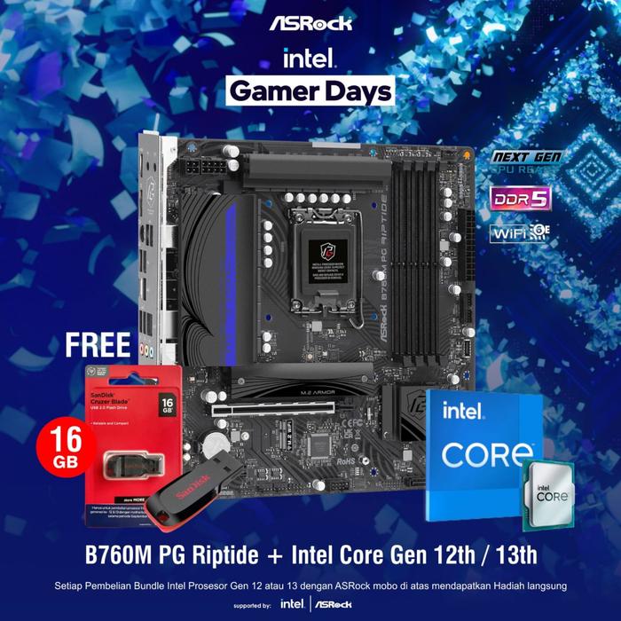 Promo ASROCK B760M PG RIPTIDE Motherboard mATX LGA1700 DDR5 B 760 Cicil ...