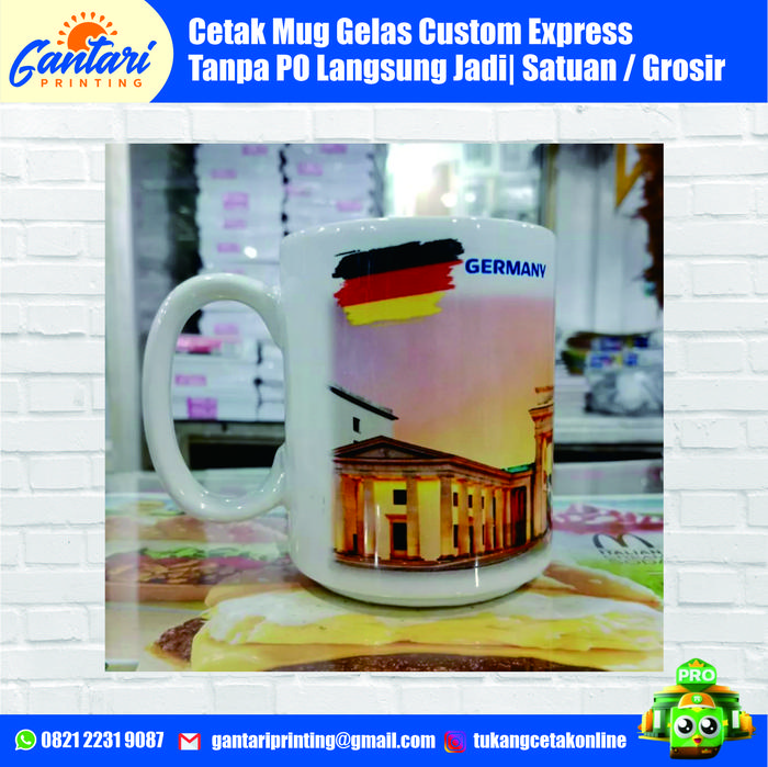 Jual Cetak Mug Gelas Custom Express Tanpa PO Langsung Jadi| Satuan ...