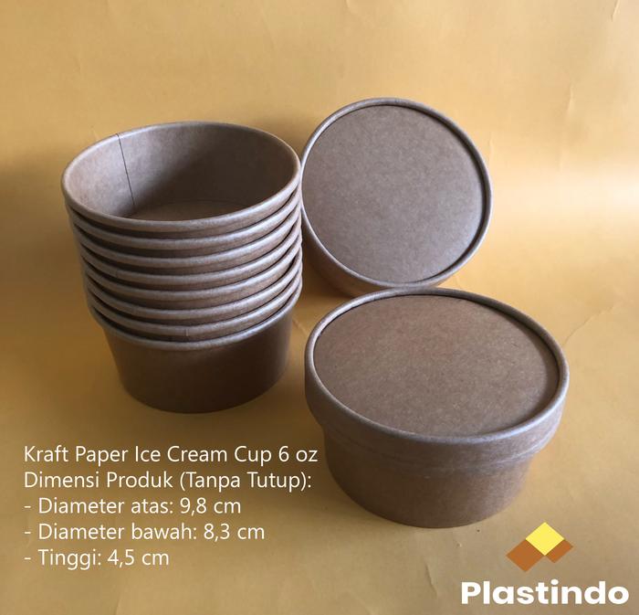 Jual Kraft Paper Ice Cream Cup 6 Oz + TUTUP | Es Krim Cup 180 ml - Kota Surabaya - Toko ...