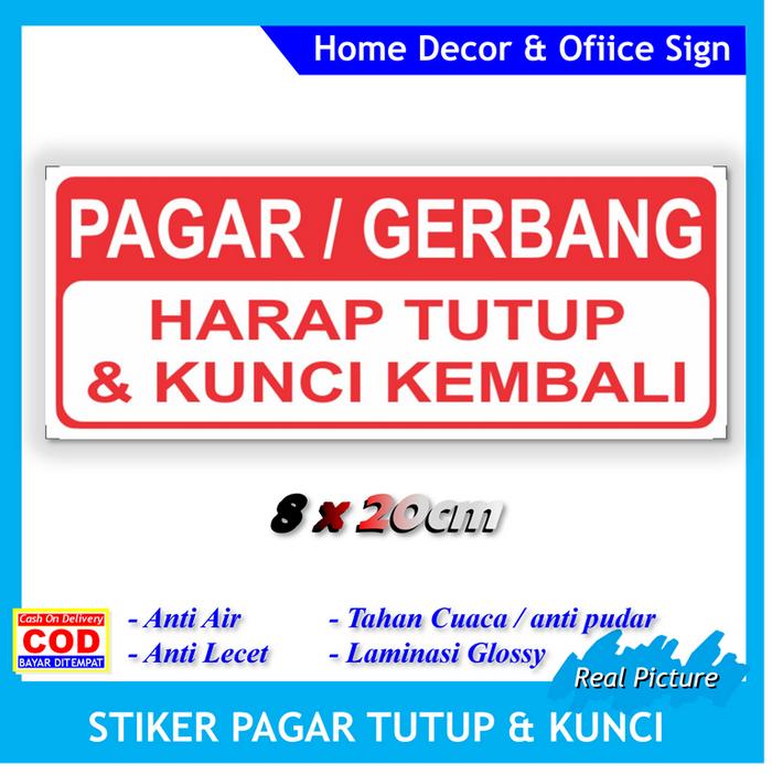 Promo Stiker label pagar gerbang pintu tutup kembali sticker keamanan ...