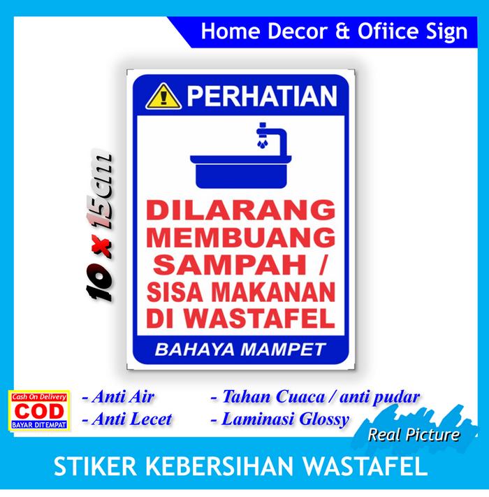 Promo Stiker label dilarang buang sampah wastafel cuci piring sticker ...