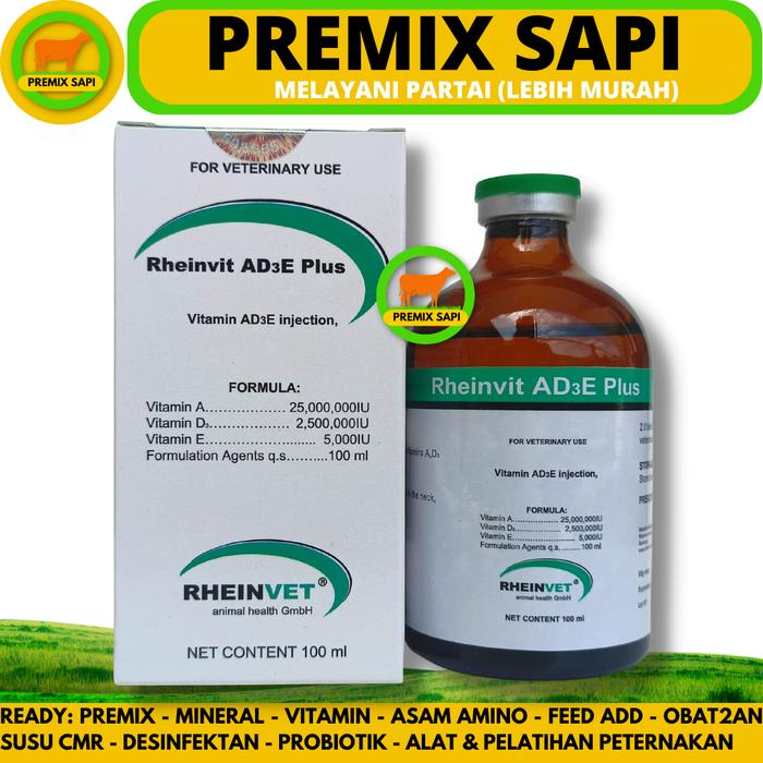 Jual RHEINVIT AD3E PLUS 100ml - Vitamin Produktivitas Hewan Ternak - Kota Surabaya - premixsapi ...