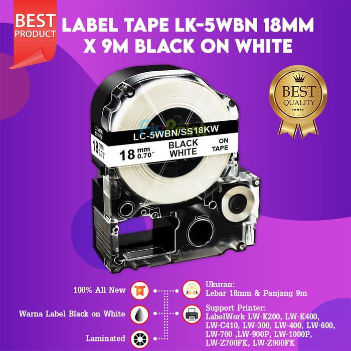 Jual Label Tape Laminated 12mm 18mm 24mm 36mm LK4WBN LK5WBN LK6WBN ...