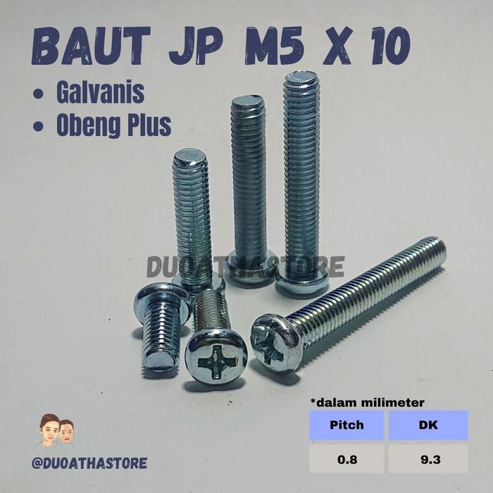 Jual M5x10 Baut JP Galvanis Baut JP M5 x 10 Pan Head Obeng Plus - Kab. Tangerang - Duo Atha ...
