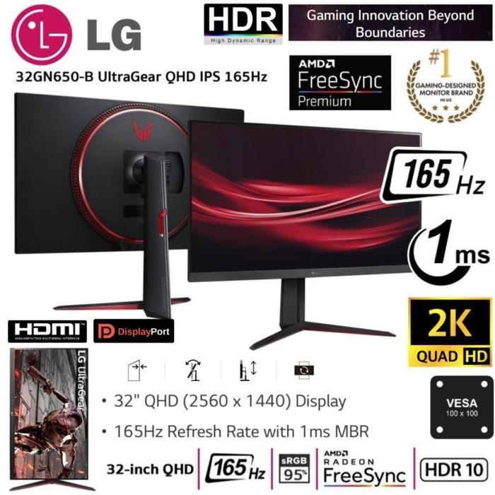 Jual Lg 32Gn650 B 32" Ultragear - Qhd Ips 165Hz 1Ms Freesync Hdr10 Monitor - Jakarta Selatan ...