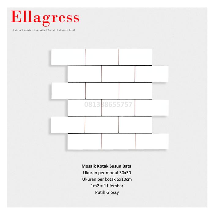 Jual Mosaik Kotak Susun Bata Keramik Ellagress Lantai Dinding ...