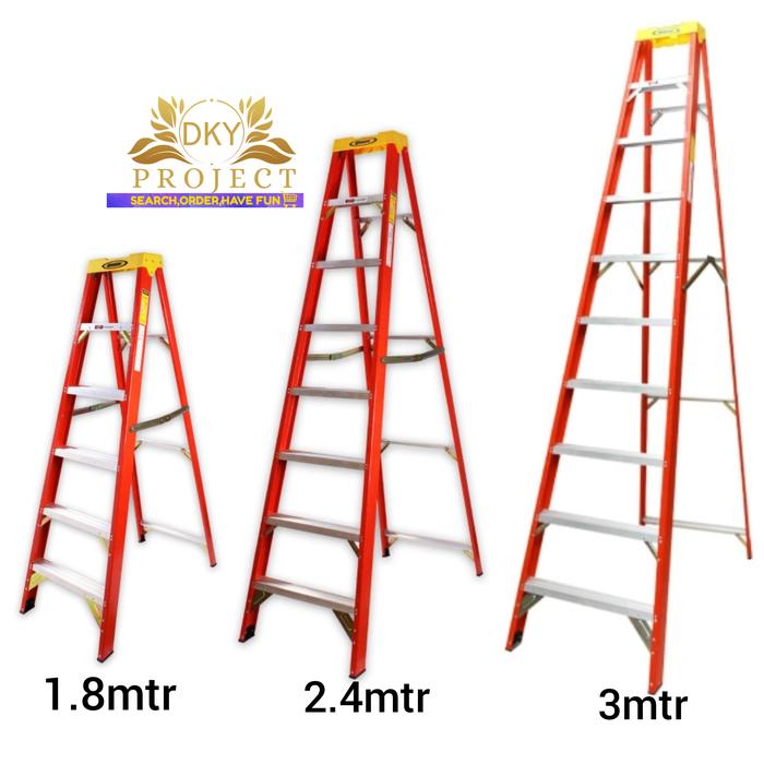 Jual Tangga Lipat Fiber Glass 6 Step - Merah 1.8 meter Beban 150 Kg ...