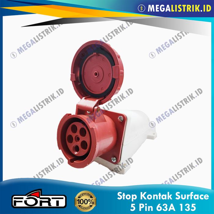 Jual Fort Stop Kontak Industrial Surface 5 Pin 63A 135 / Wall Socket ...