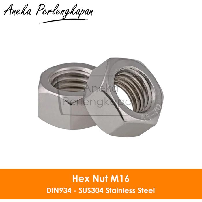 Jual DIN934 Hexagon Nut / Mur Hexa Stainless Steel SUS304 M16 / Kunci 24 - Kota Tangerang ...