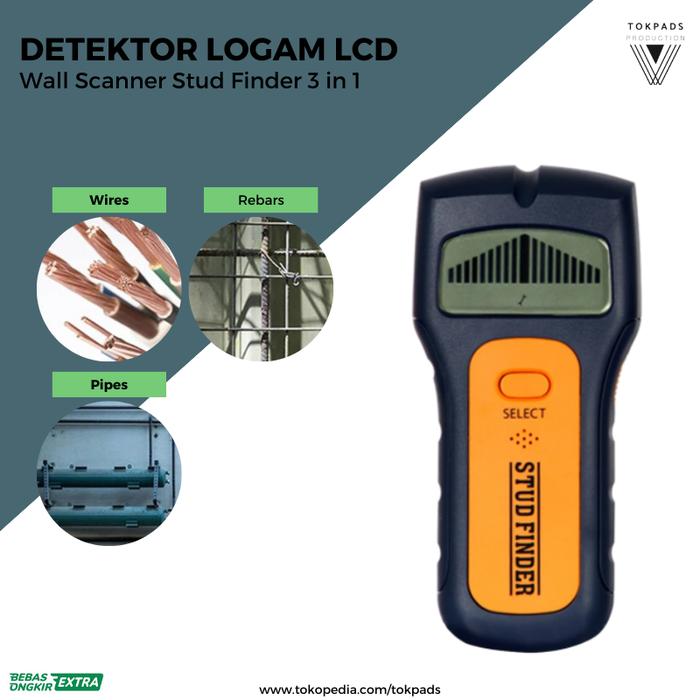 Promo Detektor Logam Wall Scanner Alat Deteksi Pemindai Pipa Kabel 3 in ...