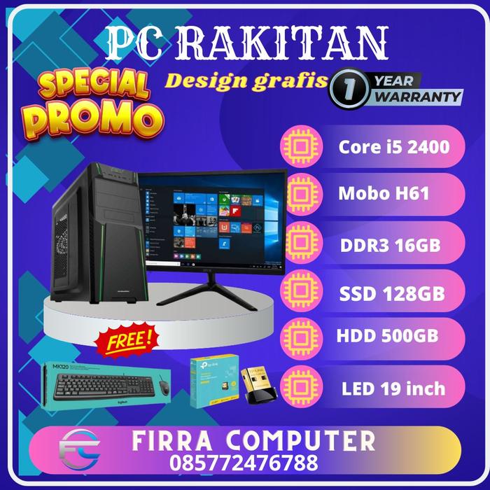 Jual CPU RAKITAN KOMPUTER CORE I5 2400 RAM 16GB SSD128GB HDD500GB LED ...