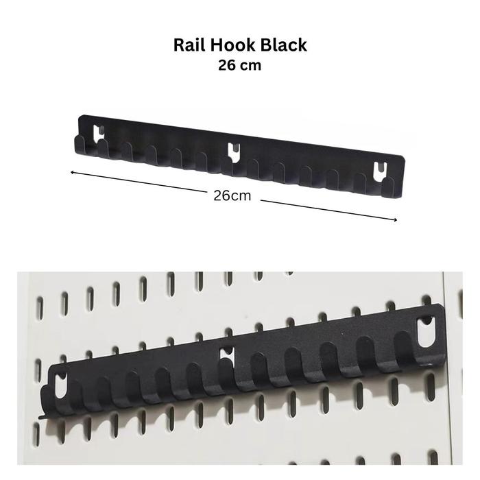 Jual Rail Hook Besi Pegboard Dekorasi Rumah Dinding Dapur Hitam & Putih ...