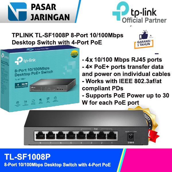 Jual TP-LINK TL-SF1008P Switch 8 Port 10/100Mbps with 4 Port PoE ...