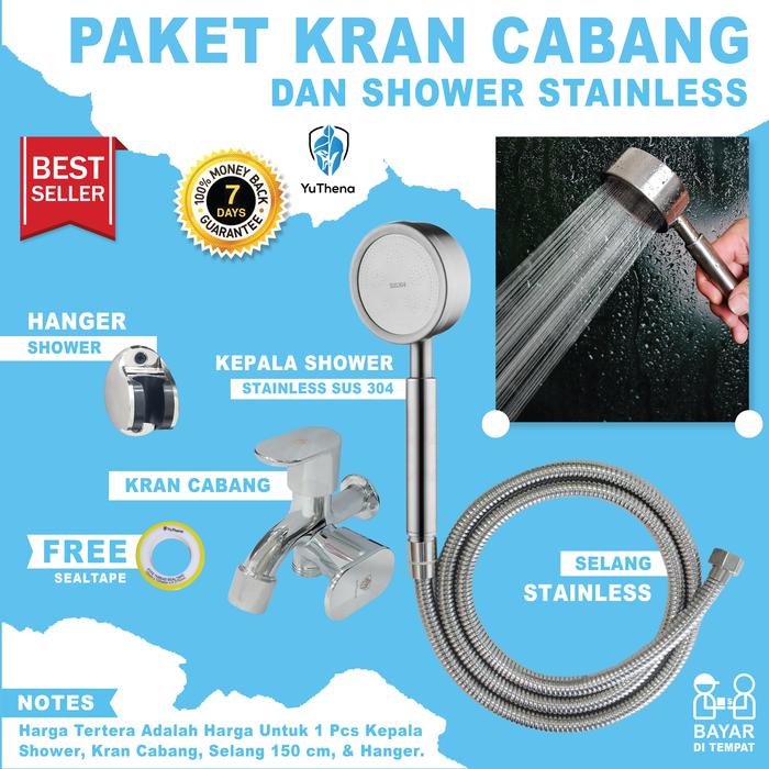 Promo Shower kamar mandi Paket lengkap sower stainless 304 dan kran ...