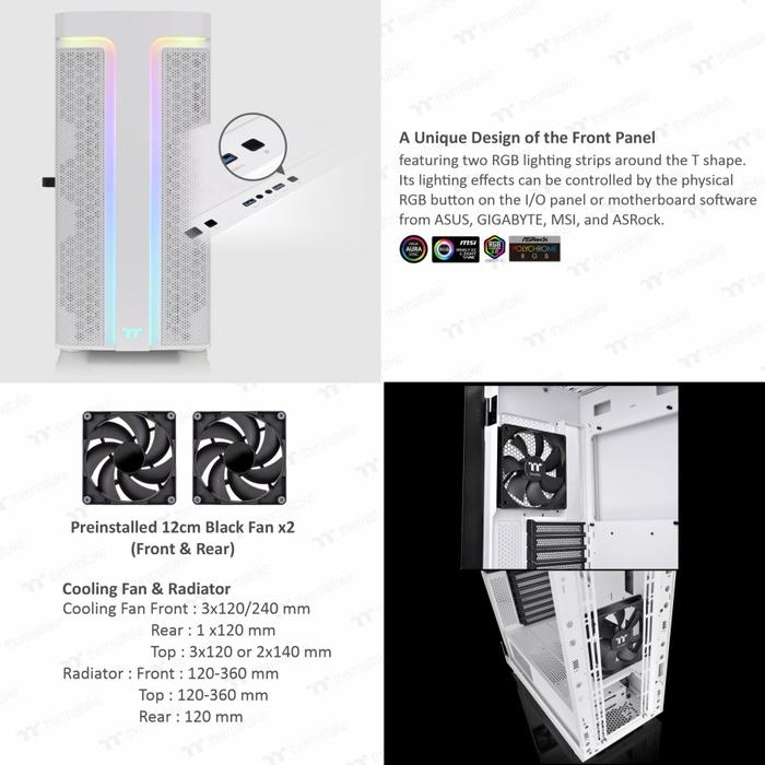 Jual Casing PC Thermaltake H590 TG Snow ARGB Mid Tower Chassis ...