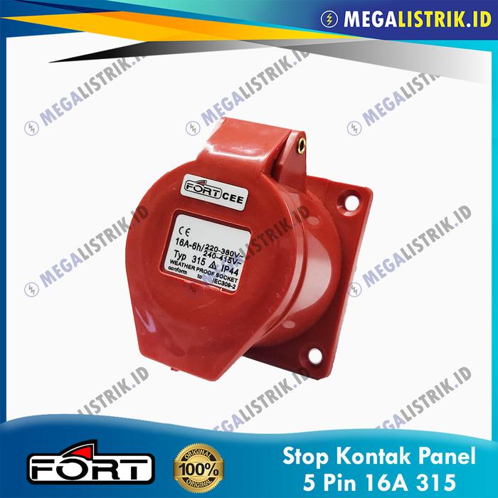 Jual Fort Stop Kontak Industrial 5 Pin 16A / Panel Socket Genset CEE 315 - Kota Surabaya ...