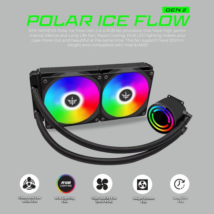 Promo Fan Liquid Cooler Dual Fan RGB NYK Nemesis POLAR ICE FLOW GEN2 ...