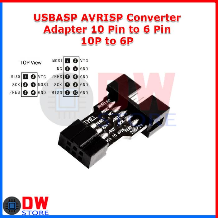 Jual AVR ISP ATMEL USBISP USBASP 10 Pin to 6 Pin 10P to 6P Converter ...