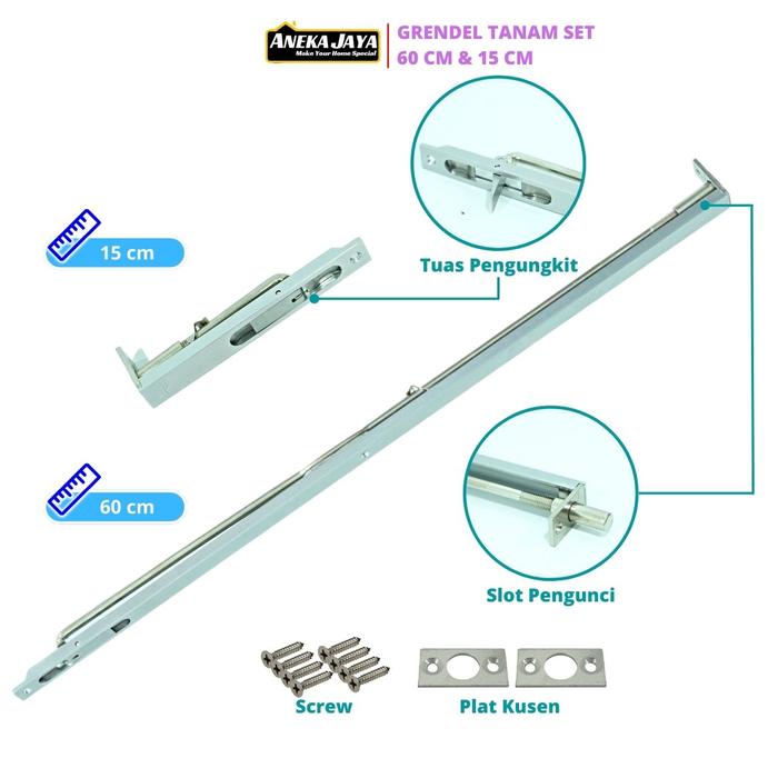 Jual Grendel Slot Pintu Tanam Ukuran 60 cm 15 cm 24 inch 6 inch ...