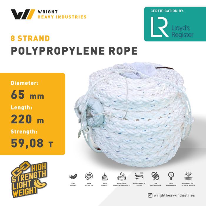 Jual TALI KAPAL - PP ROPE CIR 8 - POLYPROPYLENE ROPE Dia. 65 mm - 220 m ...