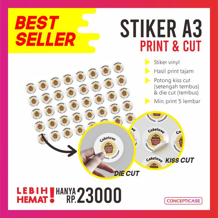 Jual CETAK STIKER LABEL KEMASAN, LABEL MAKANAN A3 VINYL + CUTING SESUAI ...