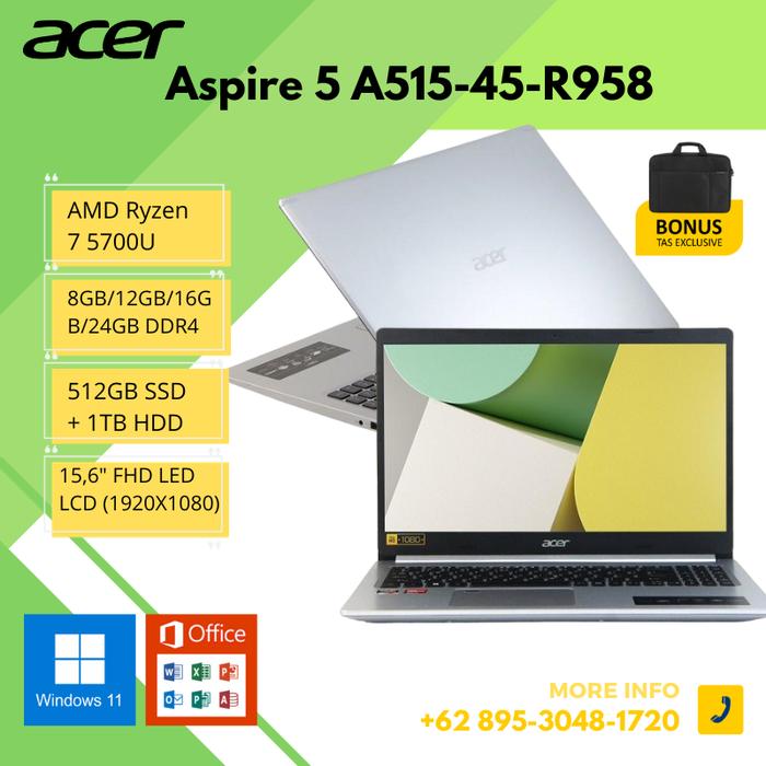 Jual ACER TERBARU ASPIRE 5 A515-45-R958 AMD RYZEN 7 5700U SSD 512GB ...