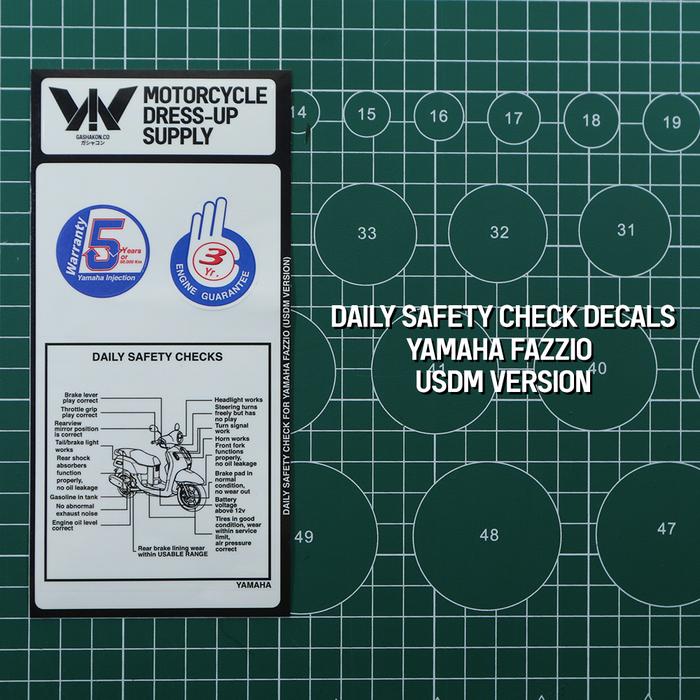 Jual Sticker detail/Warning Decals/Daily Safety Check/Yamaha Fazzio ...