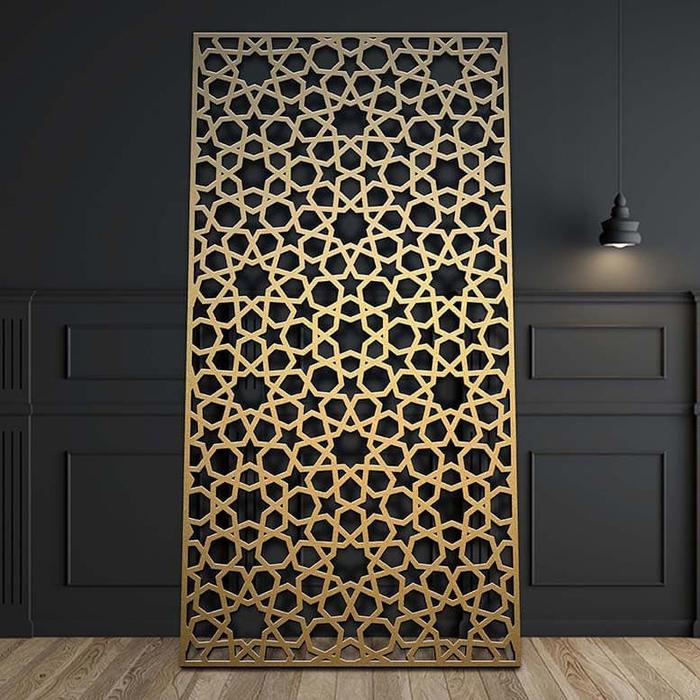 Jual partisi penyekat ruangan, hisanan dinding gold motif geometris ...