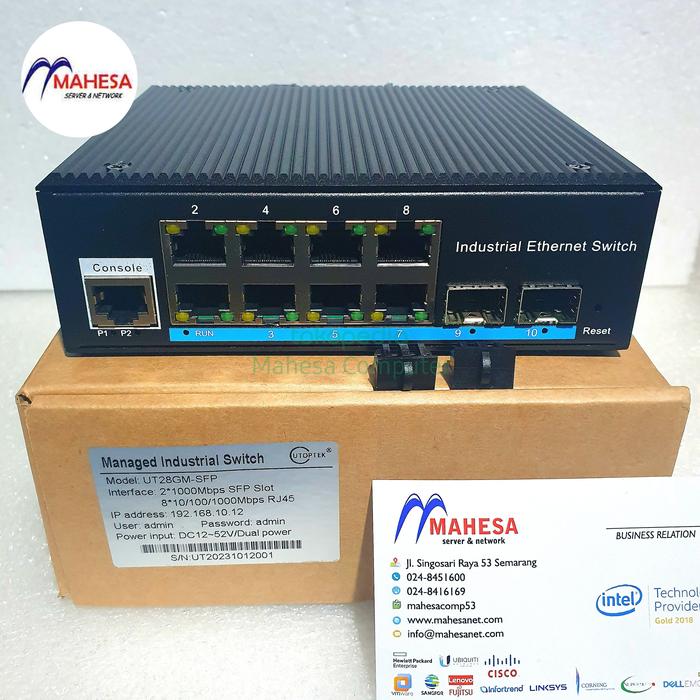 Jual Switch Industrial MANAGED 8LAN + 2SFP GbE Outdoor STP DinRail ...