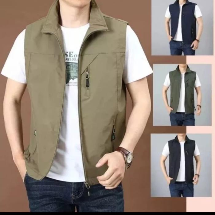 Jual Rompi Pria Dewasa Casual Katun Vest Wartawan Lapangan Motor Proyek ...