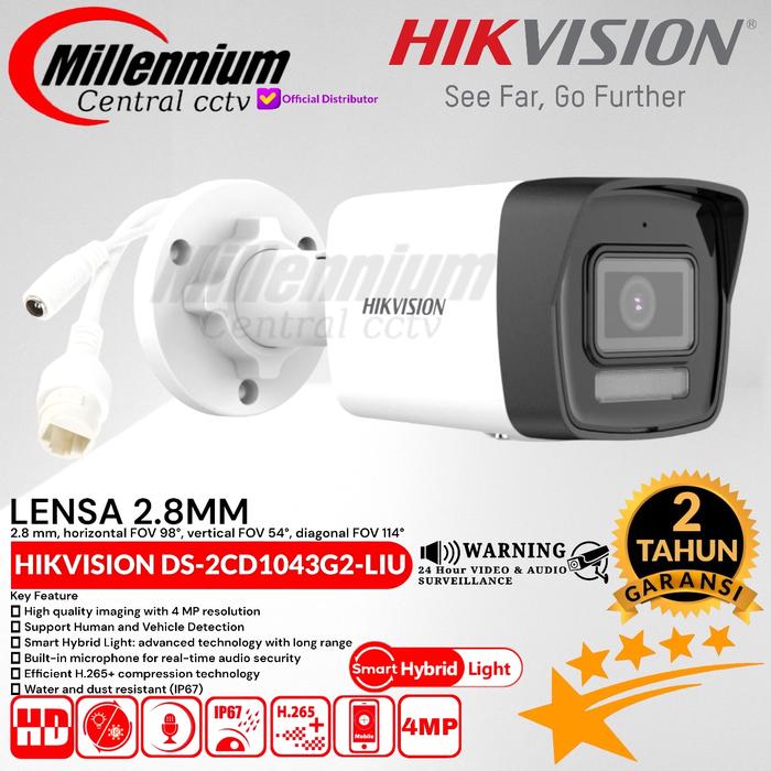 Promo IP CAMERA OUTDOOR 4MP HIKVISION DS-2CD1043GOE-I H.265 EXIR POE - DS2CD1043G2-LIU Cicil 0% ...