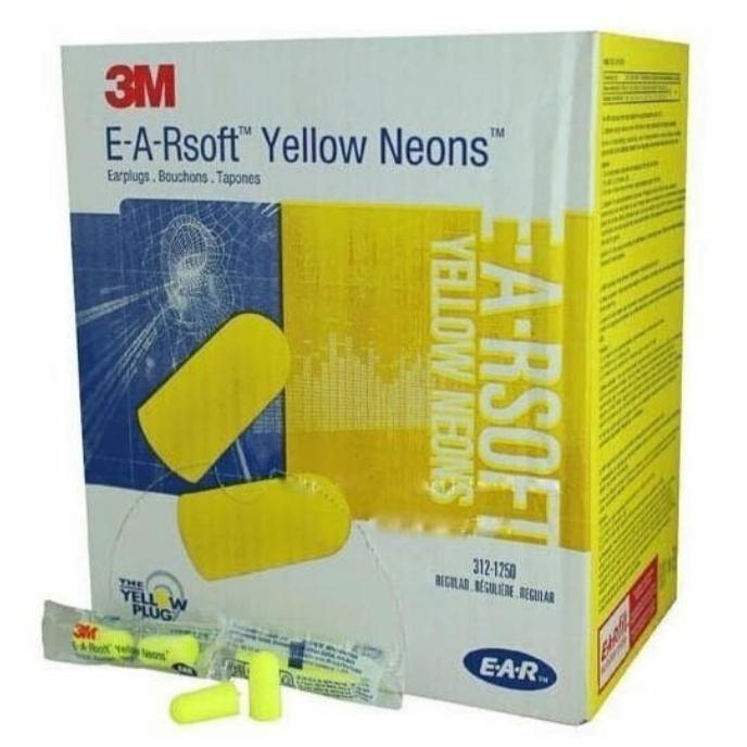 Jual ear plug 3m yellow neon / tutup telinga 1 Box isi 200 Pcs ...