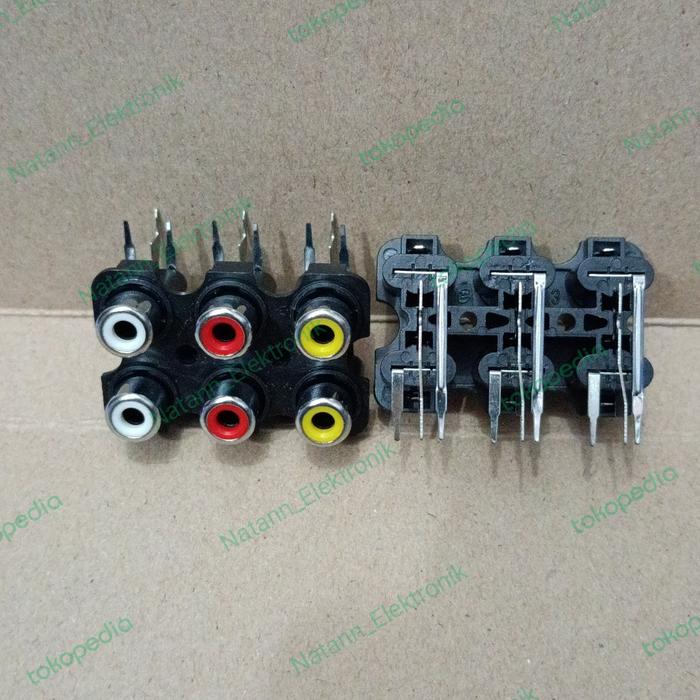 Jual 4393 soket socket av audio video rca 2x3 3x2 6p 6 pin rca 9 kaki ...