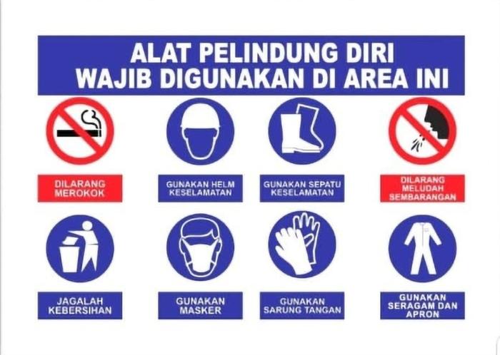 Jual SIGN STIKER AREA WAJIB APD ALAT PELINDUNG DIRI UK 45X30CM K3 RAMBU ...