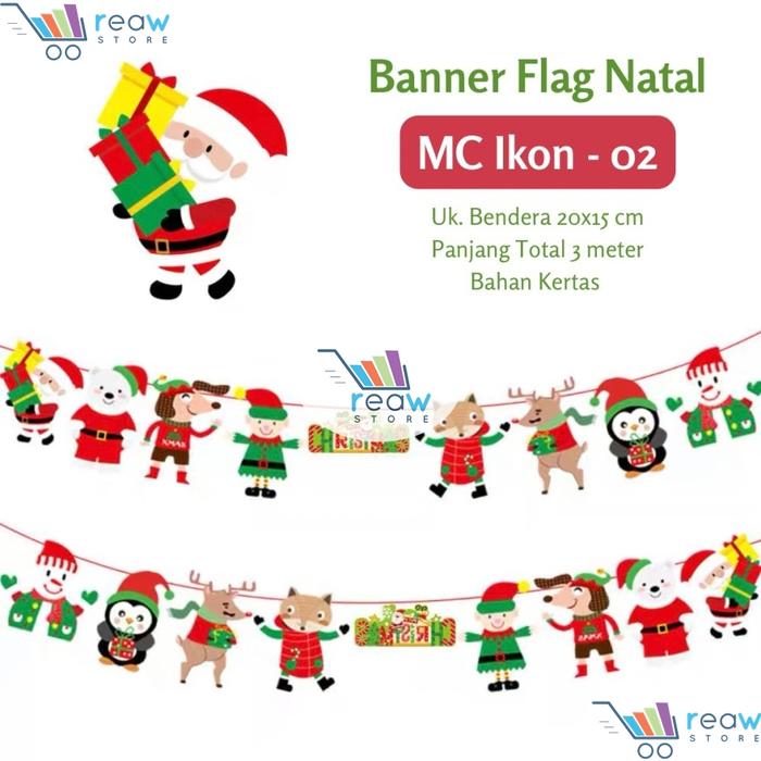 Jual Banner Bunting Flag Natal Merry Christmas Aneka Bentuk dan ...