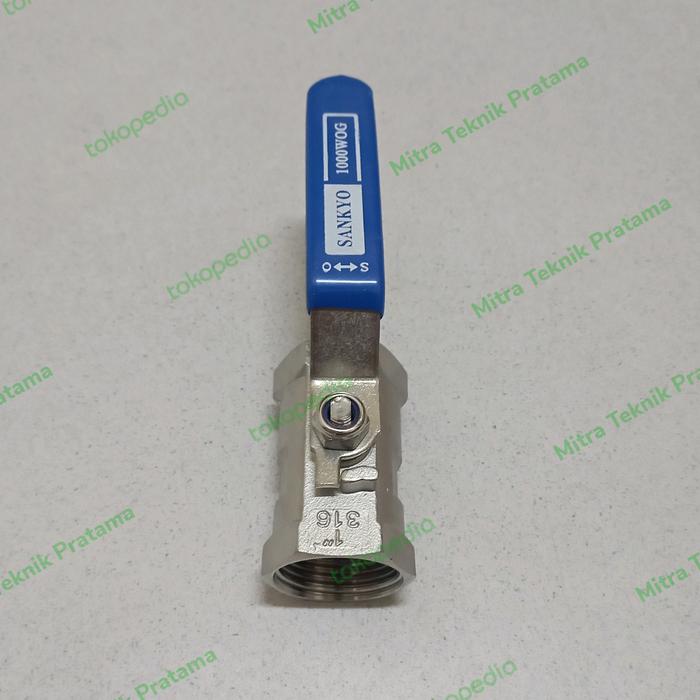 Jual Stop Kran Ball Valve Stainless 316 Sankyo 1PC Drat 1/2" inch - Jakarta Barat - Mitra Teknik ...