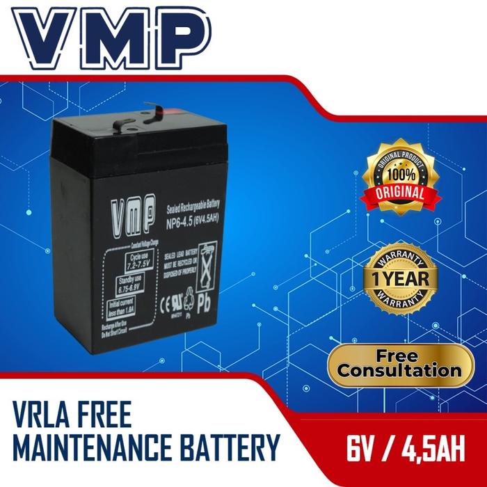 Jual Aki Timbangan VMP 6V 4.5AH Baterai Timbangan Aki Mainan Batere ...