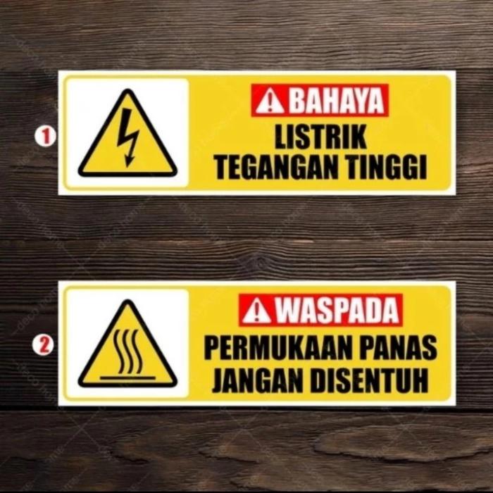 Jual STIKER 10x30cm LISTRIK TEGANGAN TINGGI/PERMUKAAN PANAS sign rambu ...