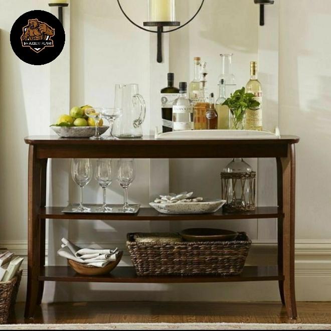 Jual Console Table ruang Tamu kayu jati 2 rak bisa custome ukuran&warna ...